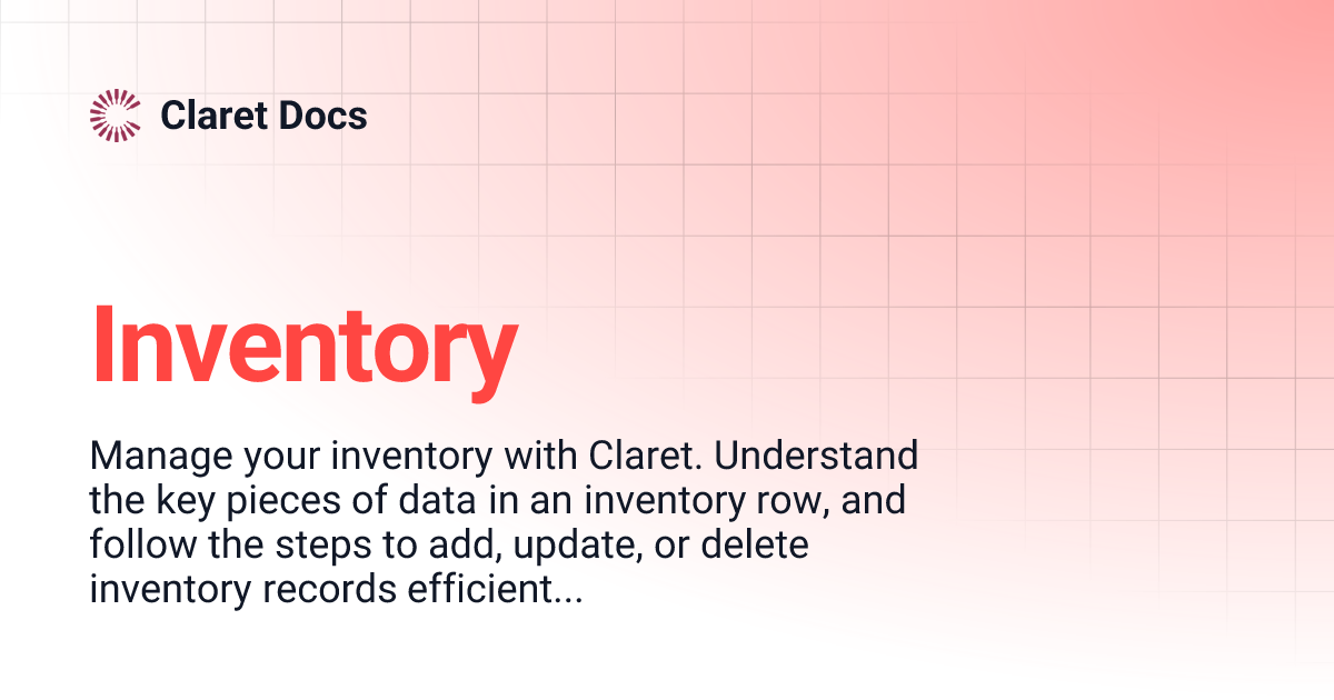 Inventory | Claret Docs