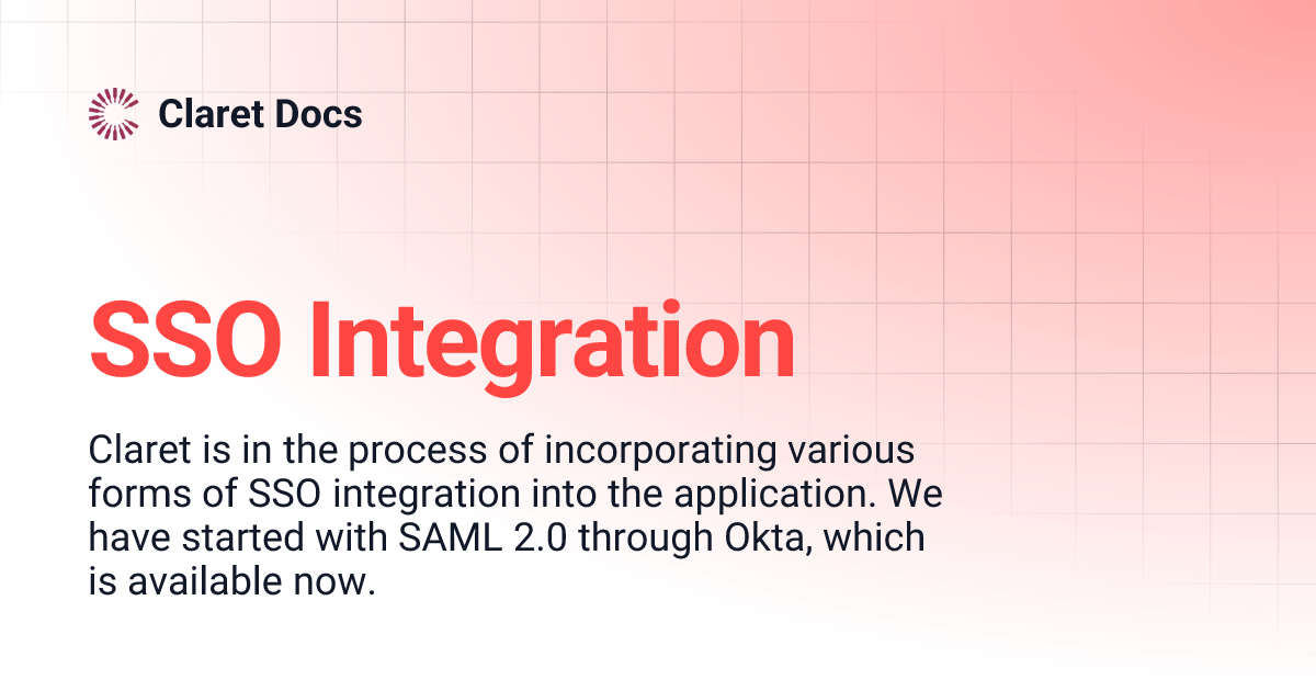 SSO Integration | Claret Docs