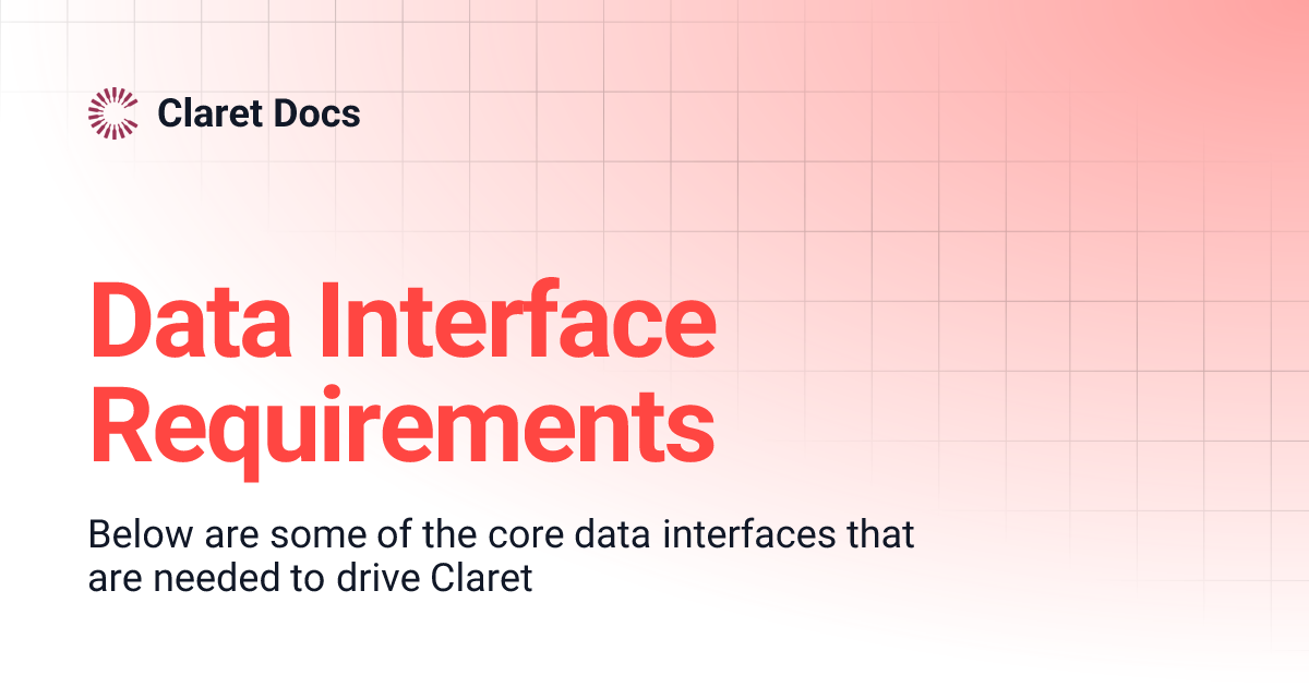 Data Interface Requirements | Claret Docs